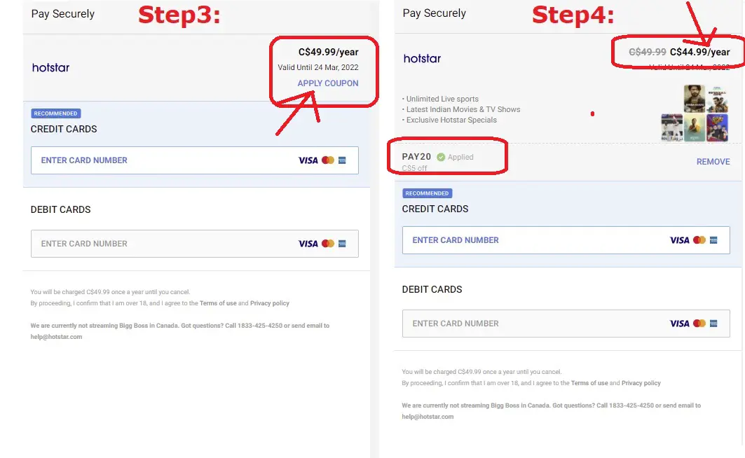 $5 Off & $40 Gift with Hotstar Canada Subscription using Coupon: PAY20